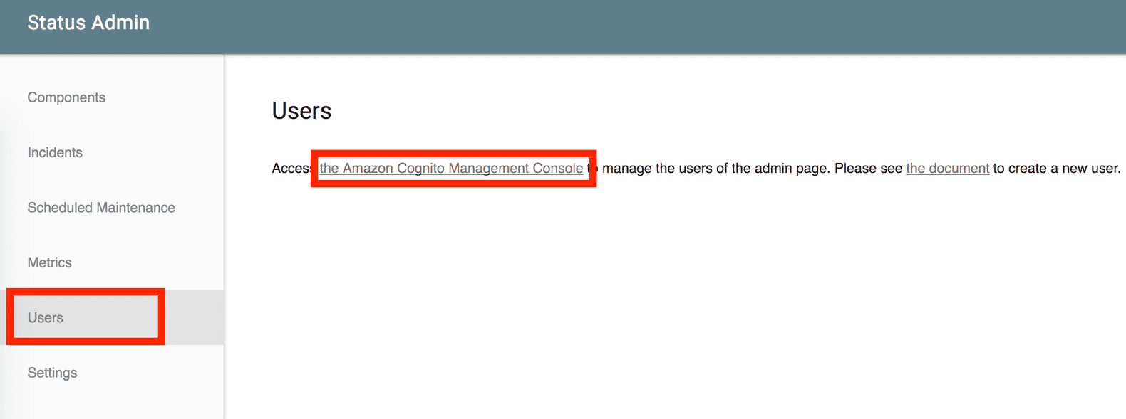 Create a New Admin User | LambStatus